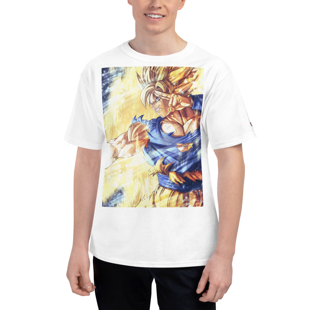 Dragonball Z Goku SSJ1 Goodbye Majin Buu Men's Champion T-Shirt